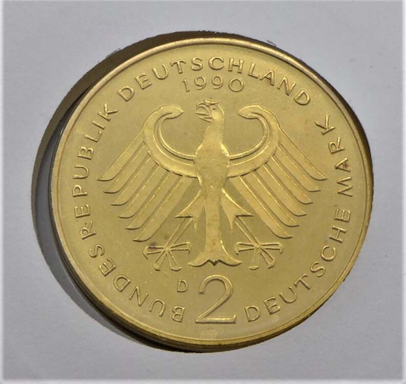 Bundesrepublik Deutschland / BRD 2 Deutsche Mark 1990 D Deutsche ...