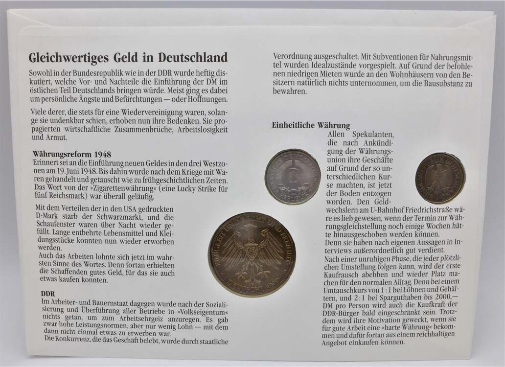 BRD / DDR 1 Deutsche Mark + 1 Mark 1990 J + 1982 A Abbildung der ...