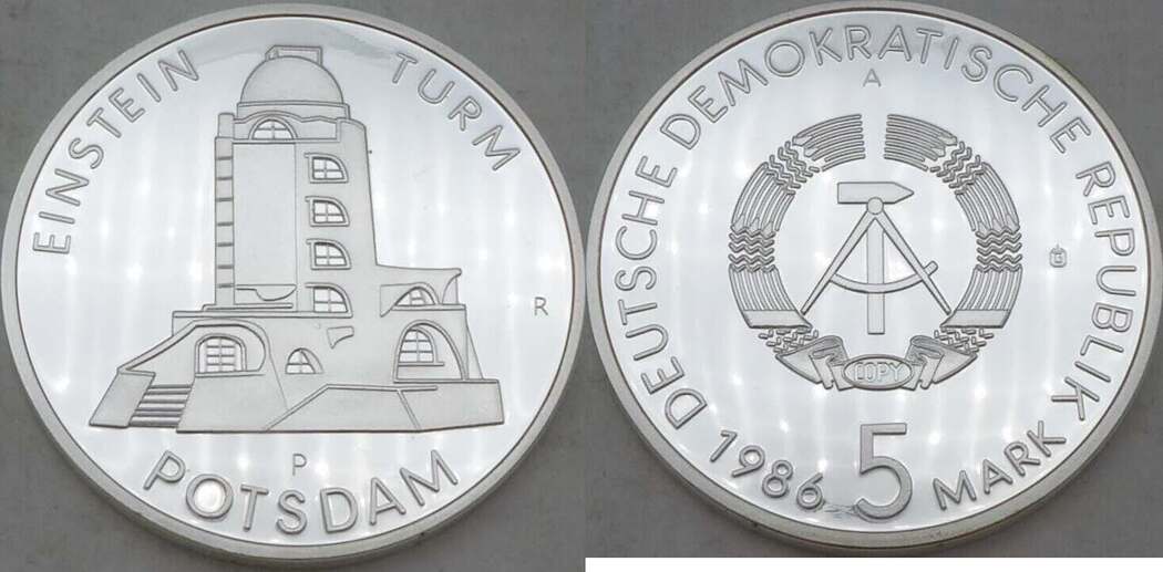 Deutsche Demokratische Republik / DDR 5 Mark (Copy) 1986 Einstein Turm ...