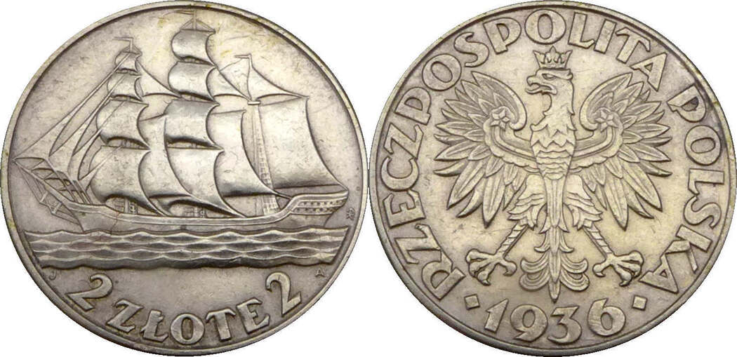 Polen 2 Zloty 1936 Segelschiff Vzgl | MA-Shops