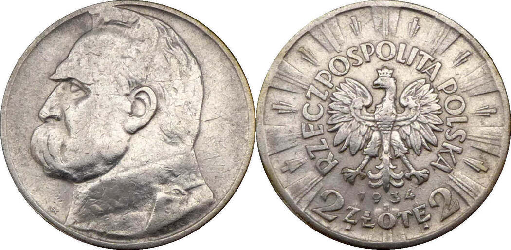 Polen 2 Zloty 1934 Józef Piłsudski ss/vzgl | MA-Shops