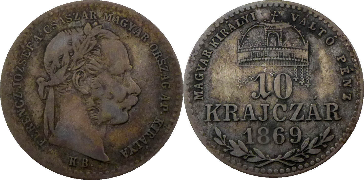 Österreich-Ungarn 10 Krajczar / Kreuzer 1869 KB Franz Joseph I. (1848-1916) - Zehn Kreuzer ...