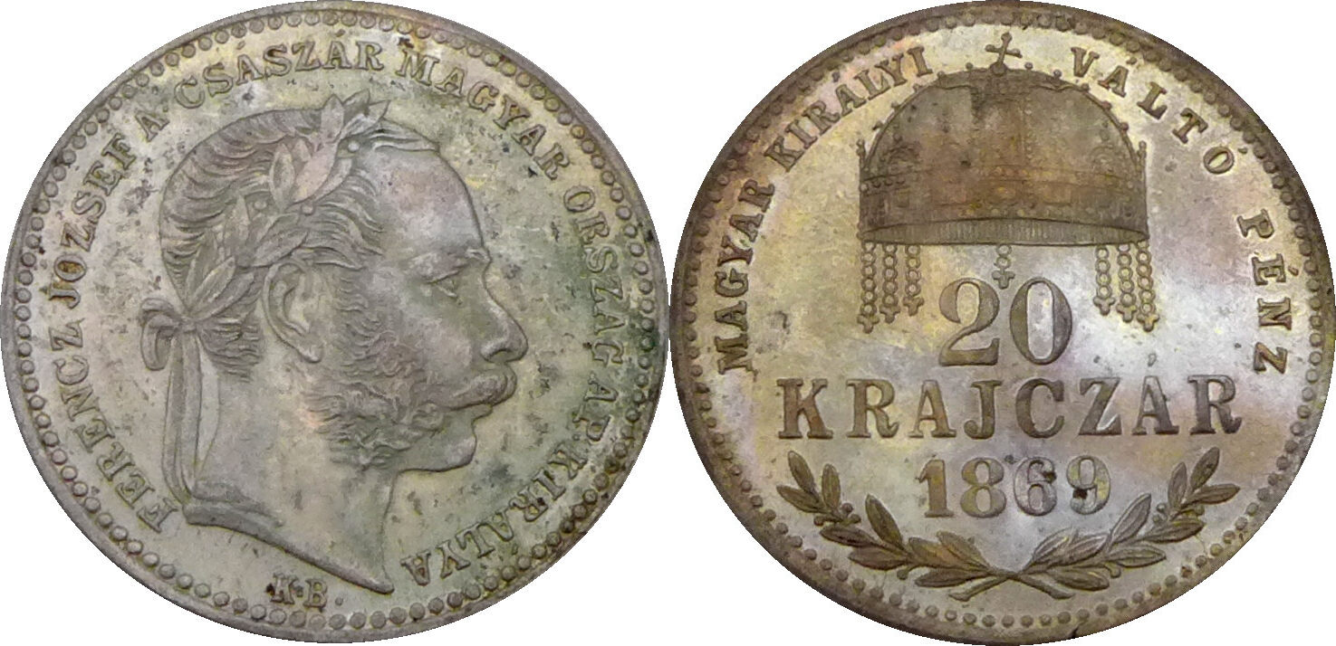 Österreich-Ungarn 20 Krajczar / Kreuzer 1869 KB Franz Joseph I. (1848-1916) - Zwanzig Kreuzer ...