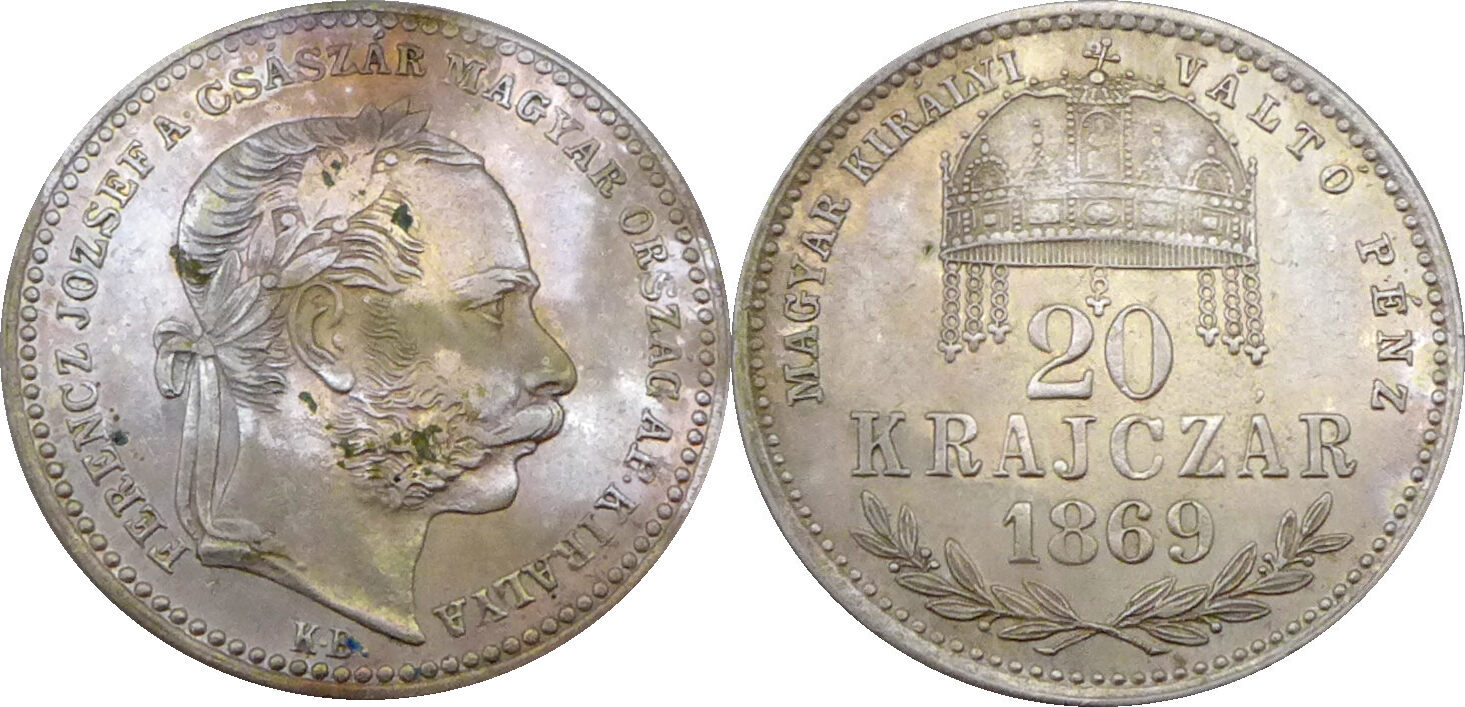 Österreich-Ungarn 20 Krajczar / Kreuzer 1869 KB Franz Joseph I. (1848-1916) - Zwanzig Kreuzer ...