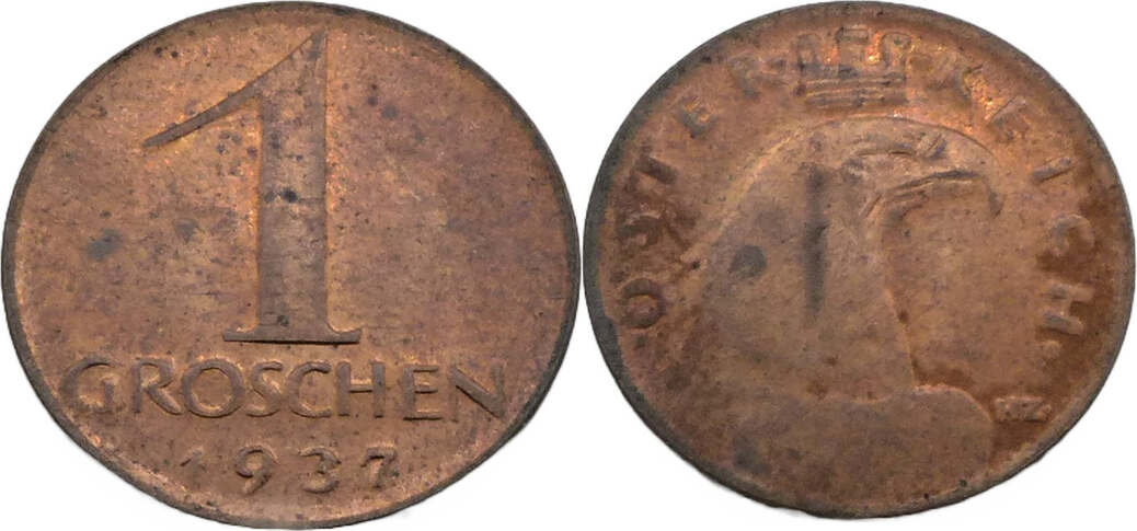 Österreich 1 Groschen 1937 1. Republik Vzgl | MA-Shops