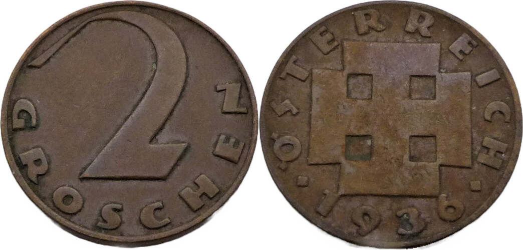 Österreich 2 Groschen 1936 1. Republik Vzgl | MA-Shops