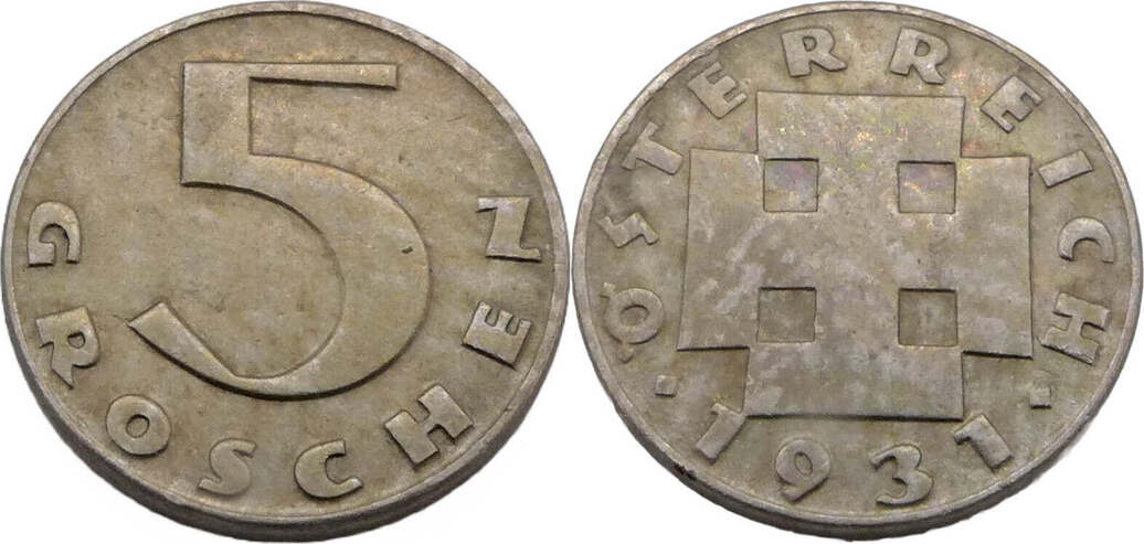 Österreich 5 Groschen 1931 1. Republik Vzgl | MA-Shops