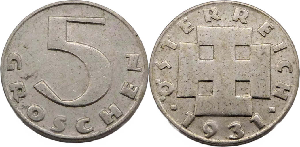 Österreich 5 Groschen 1931 1. Republik Vzgl | MA-Shops