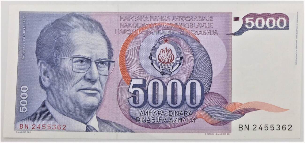 Jugoslawien 5000 Dinar 1985 Bankfrisch | MA-Shops