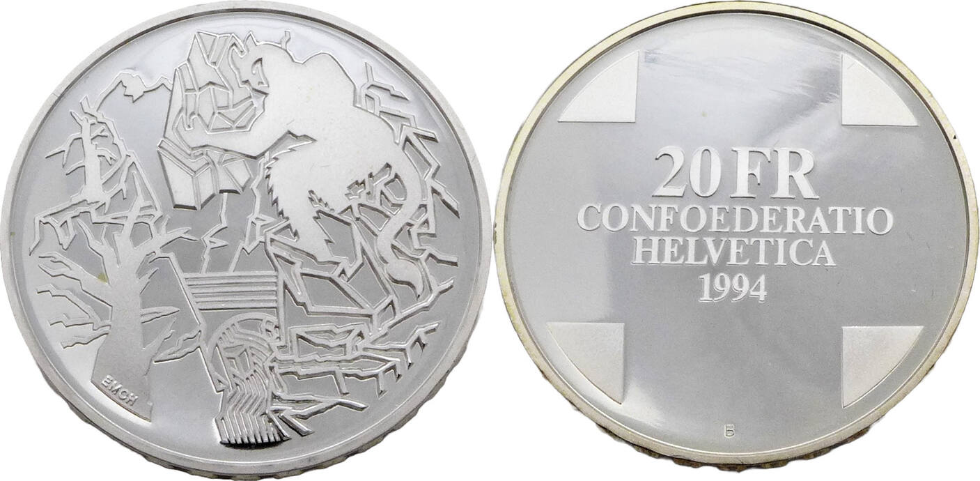Schweiz 20 Franken 1994 Teufelsbrücke Polierte Platte (PP) | MA-Shops