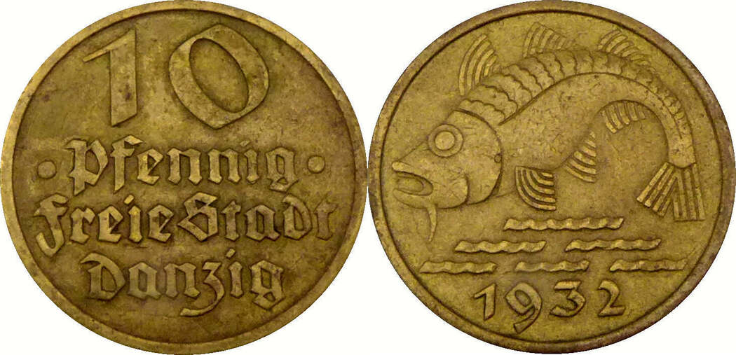 10 Pfennig 1932 Zehn Pfennig - Freie Stadt Danzig - J. D 13 ss/vzgl mit ...