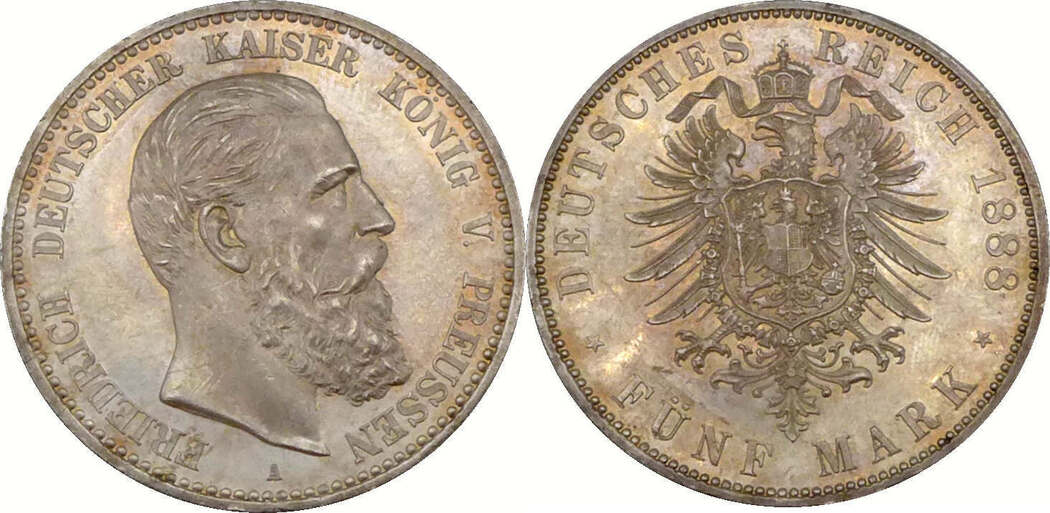 Preußen 5 Mark 1888 A Friedrich III. (1888) - Deutscher Kaiser König von Preussen - Fünf Mark ...