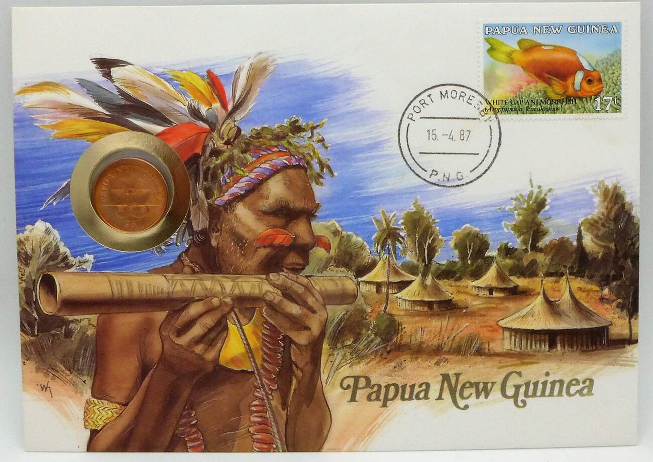 Papua - Neuguinea 2 Toea 1987 Abbildung eines Flötenspielers ...