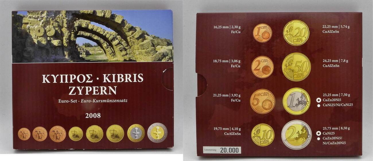 Zypern 3,88 Euro 2008 Kursmünzensatz - Euro - KMS Stempelglanz | MA-Shops