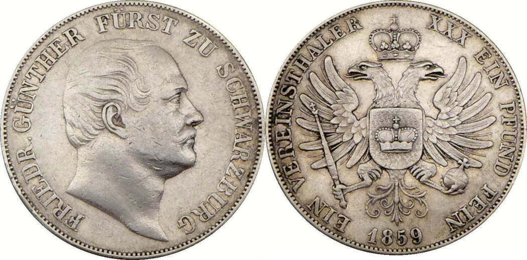 Fürstentum Schwarzburg-Rudolstadt Vereinstaler 1859 Friedrich Günther ...