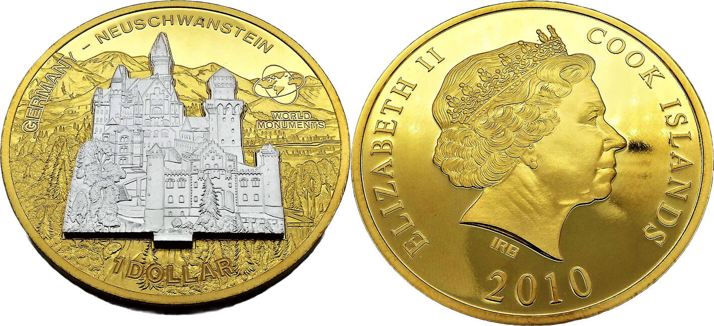 Cook Islands 1 Dollar 2010 Schloss Neuschwanstein Polierte Platte (PP) | MA-Shops