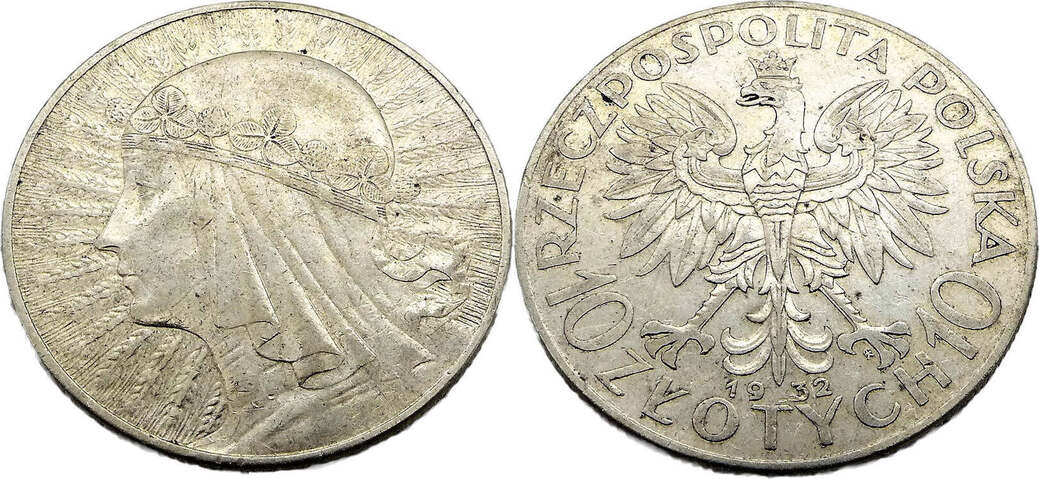 Polen 10 Zloty 1932 Frauenkopf ss/vzgl | MA-Shops