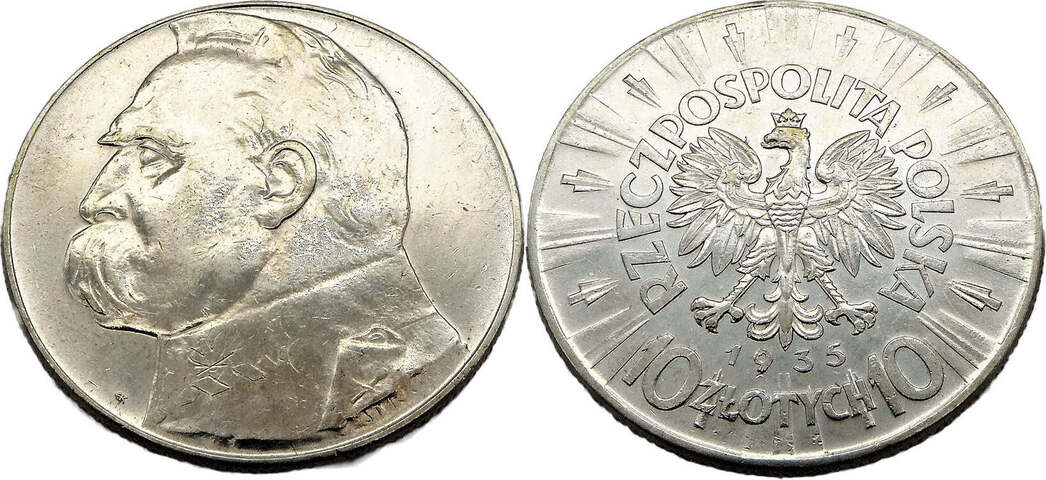Polen 10 Zloty 1935 Josef Pilsudski ss/vzgl | MA-Shops