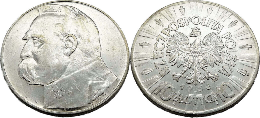 Polen 10 Zloty 1936 Josef Pilsudski ss/vzgl | MA-Shops