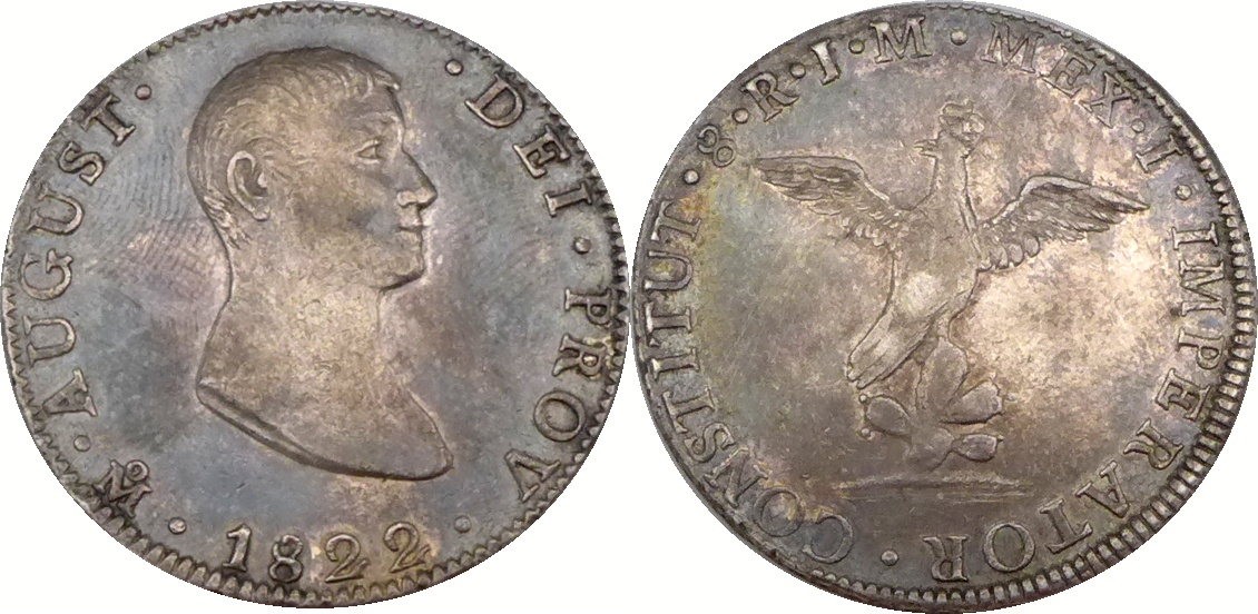 Mexiko 8 Reales 1822 Mo JM Augustin I. Iturbide - August dei Prov ss ...