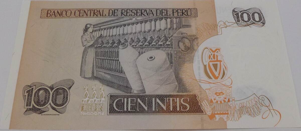 Peru 100 Intis 1987 Banknote - Ramón Castilla - Cien Intis - Banco ...