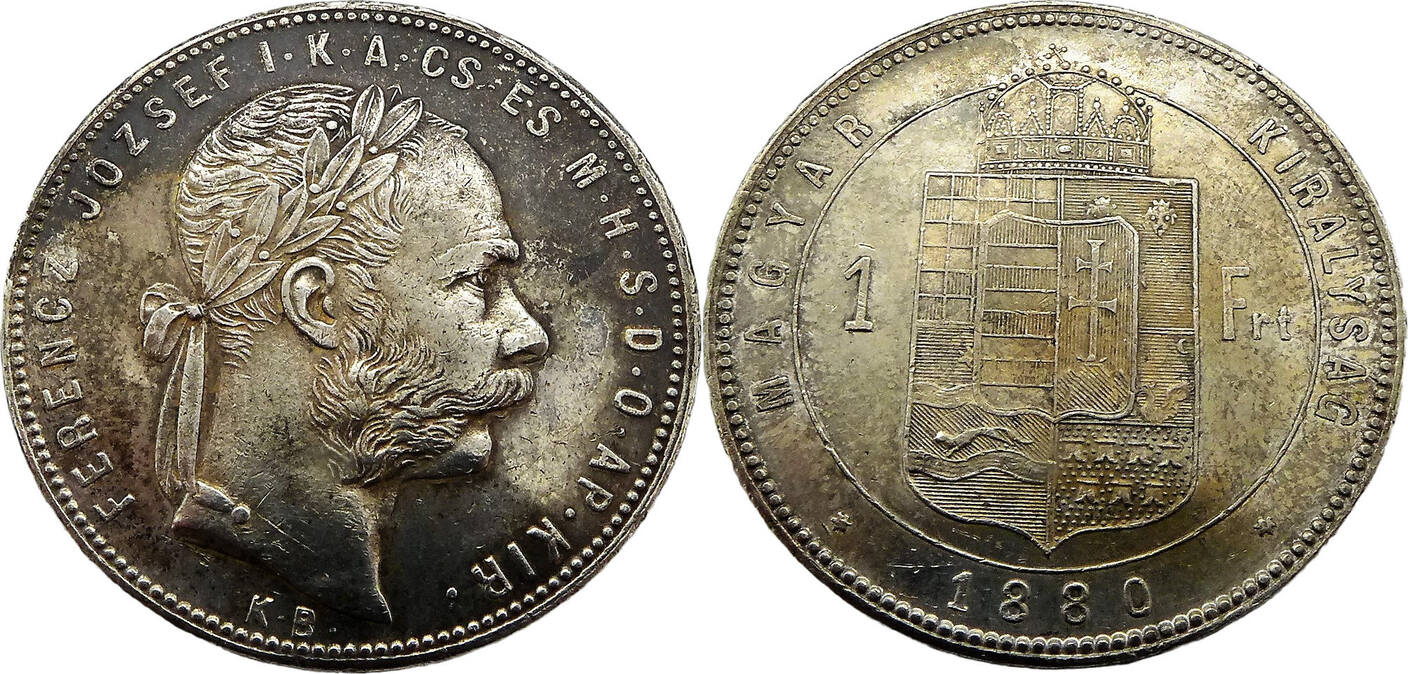 Österreich-Ungarn 1 Forint 1880 Franz Joseph I. (1848-1916) - Ein Forint Vzgl,mit schöner,alter ...