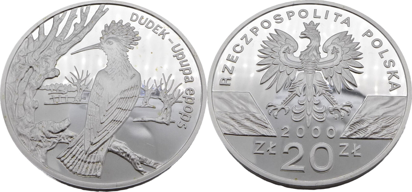 Polen 20 Zloty 2000 Tiere Der Welt Wiedehopf Polierte Platte PP polen-20-zloty-2000-tiere-der-welt-wiedehopf-polierte-platte-pp