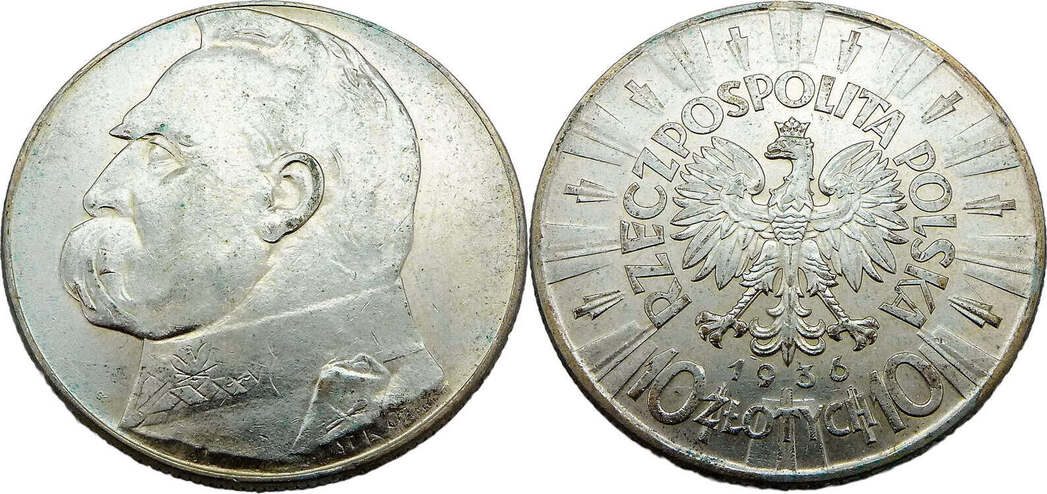 Polen 10 Zlotych 1936 Josef Pilsudski f.Vzgl | MA-Shops