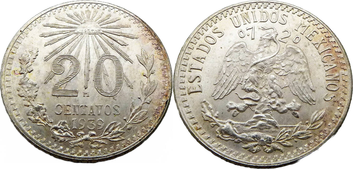 Mexiko 1939 20 Centavos Stgl,leichte Patina | MA-Shops