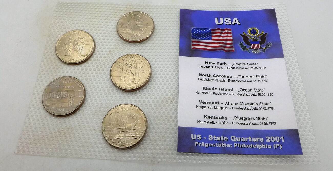 Vereinigte Staaten / USA 1,25 Dollar 2001 P USA Quarter Dollar Set ...