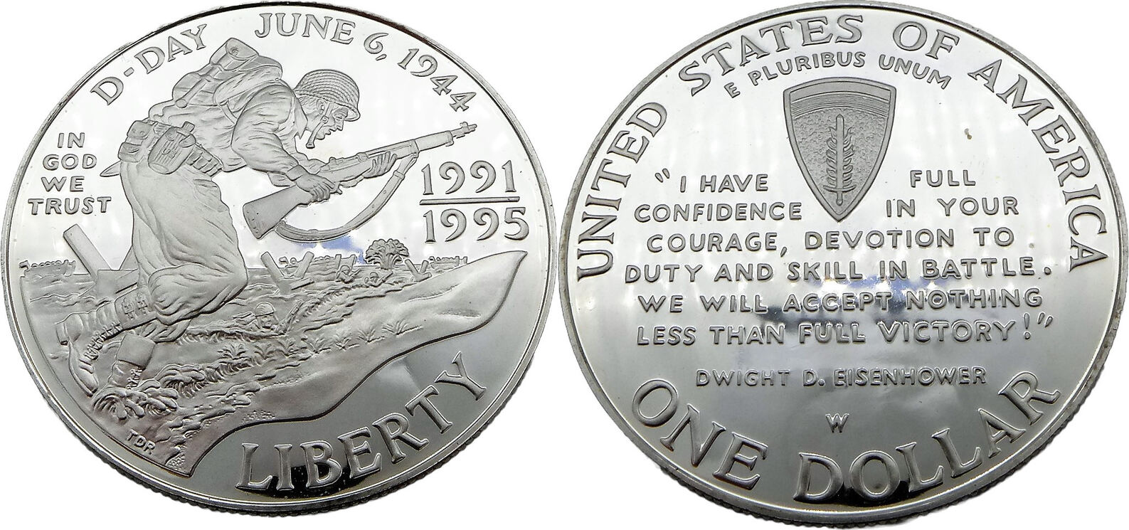 Vereinigte Staaten / USA 1 Dollar 1995 W 50 Jahre D-Day Polierte Platte ...