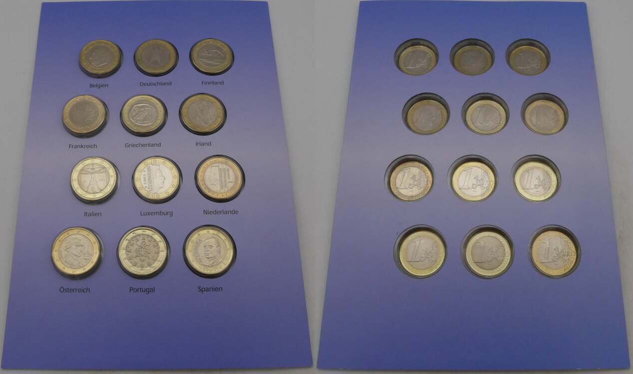 Eurozone / Euroraum 12 Euro (12 x 1 Euro) 1999 - 2002 Die offiziellen ...