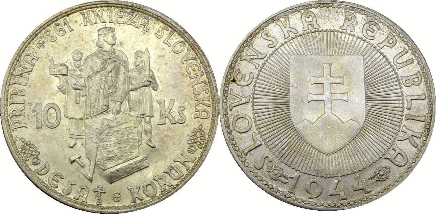 Slowakei 10 Korun 1944 Slovenská Republika - 10 Ks Vzgl/stgl, leichte Patina | MA-Shops