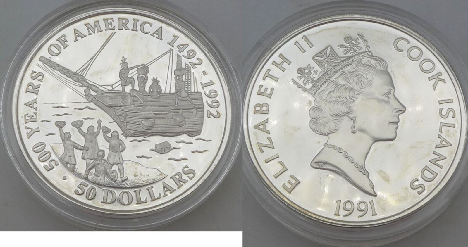 Cookinseln / Cook Islands 50 Dollars 1991 500 Years of America - 1492 ...