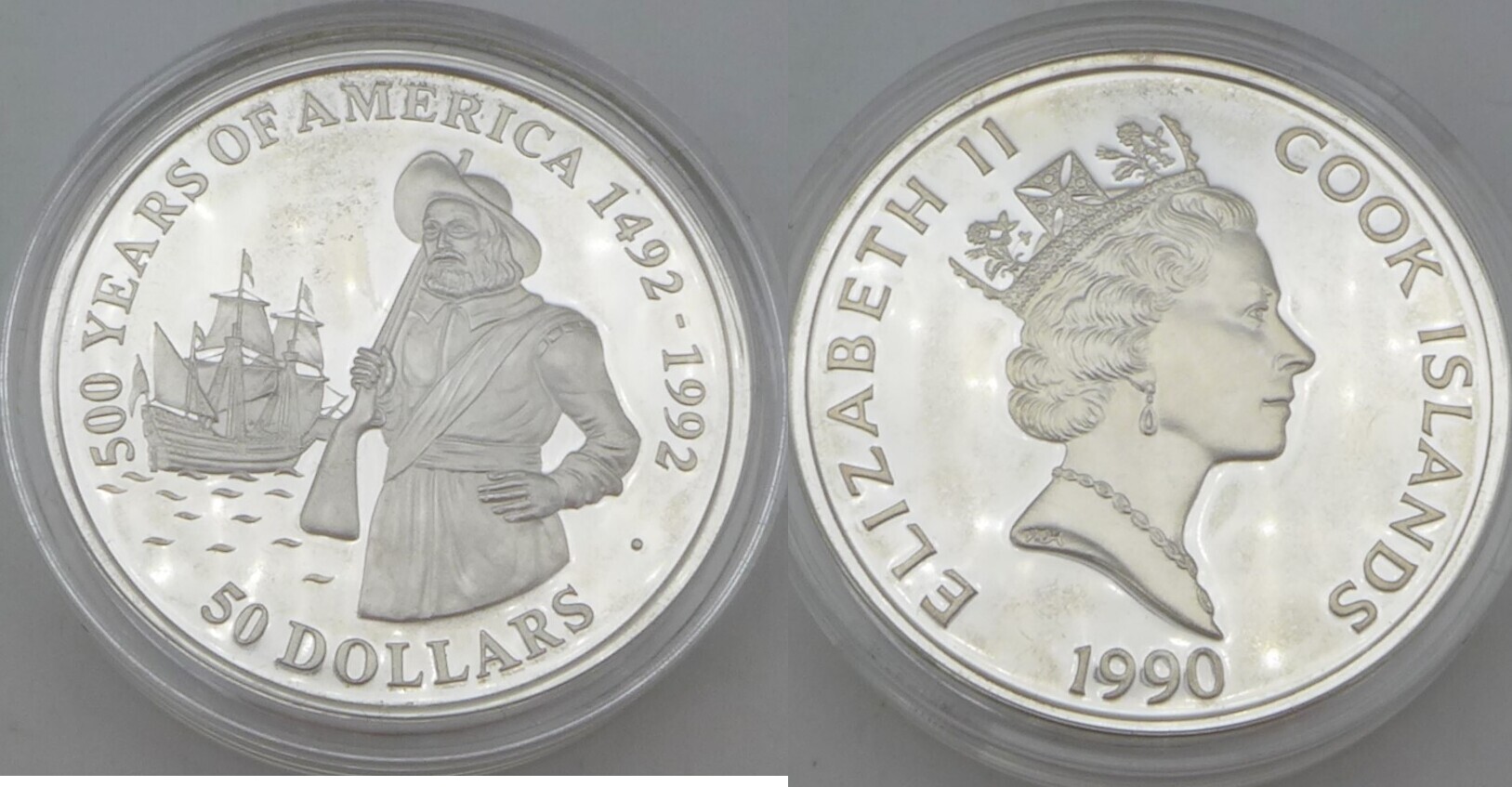 Cookinseln / Cook Islands 50 Dollars 1990 500 Years of America - 1492 ...