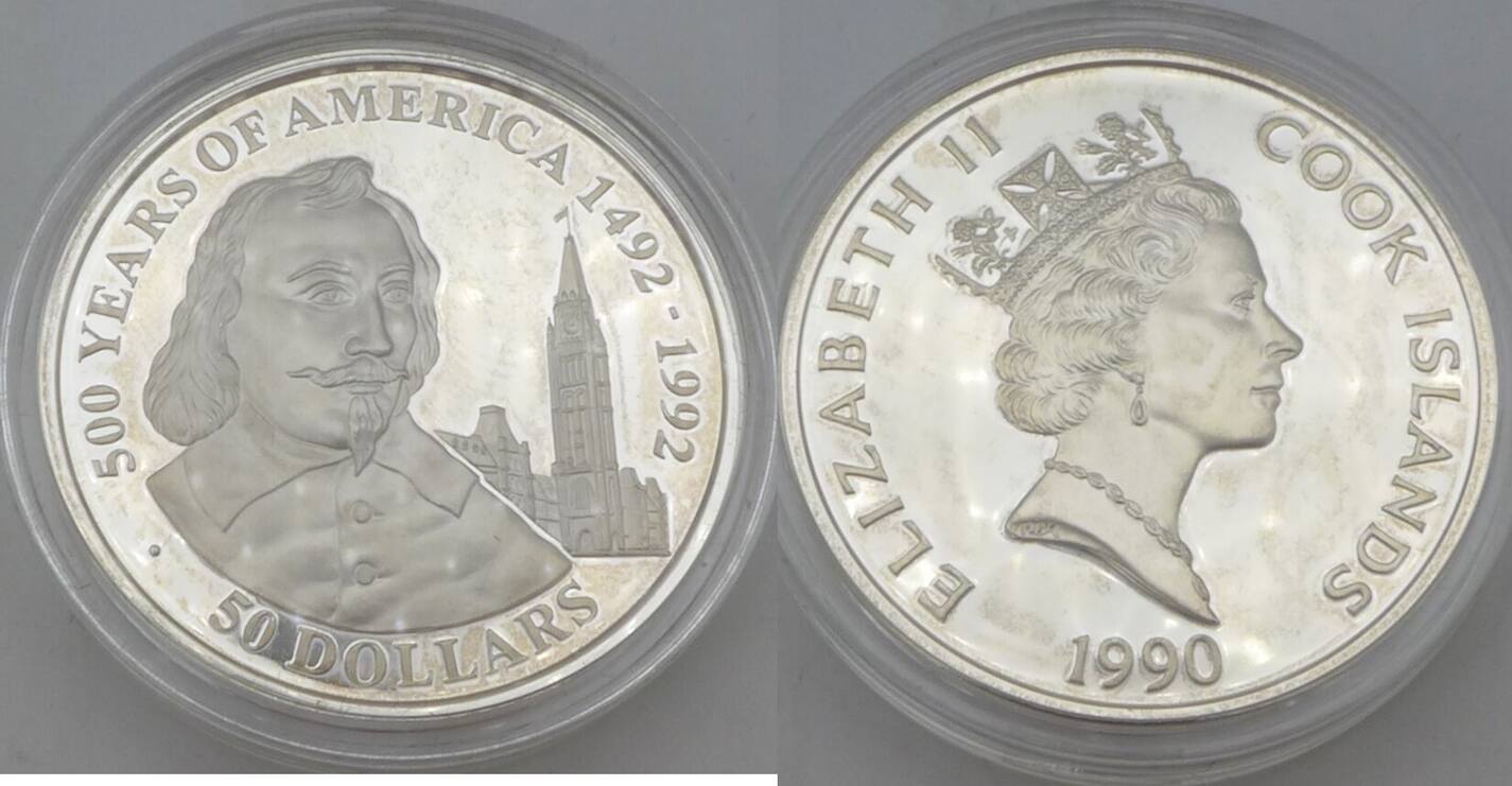 Cookinseln / Cook Islands 50 Dollars 1990 500 Years of America - 1492 ...