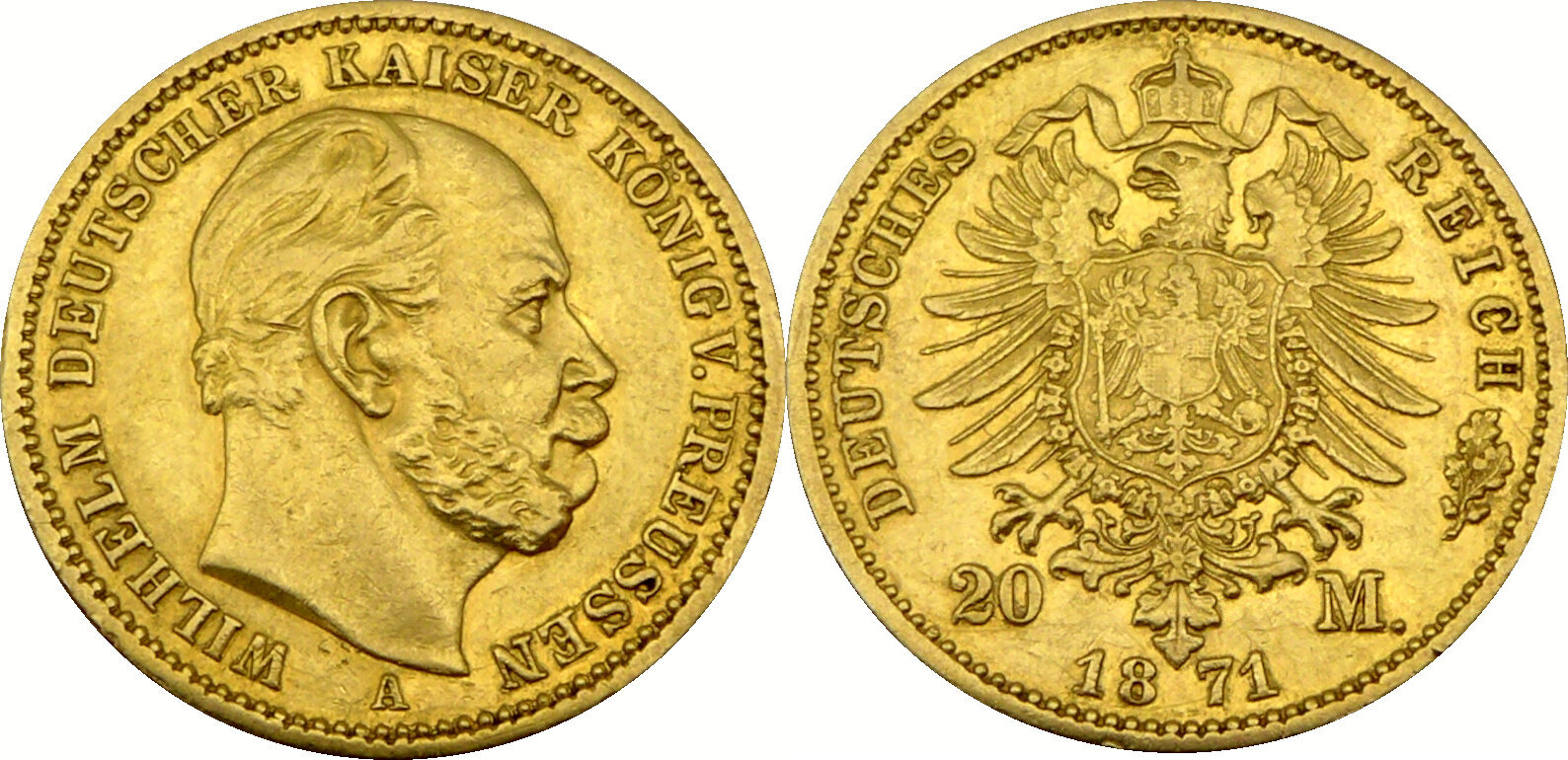 Preußen 20 Mark 1871 A Wilhelm I. (1861-1888) - König von Preussen ...