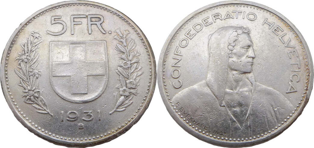 Schweiz 5 Franken 1931 B f.Vzgl | MA-Shops