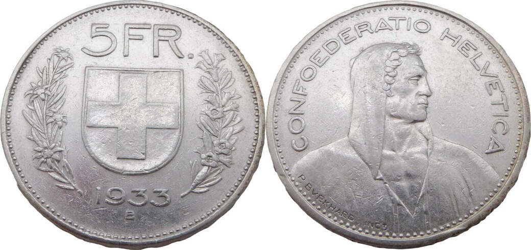 Schweiz 5 Franken 1933 B ss/vzgl | MA-Shops