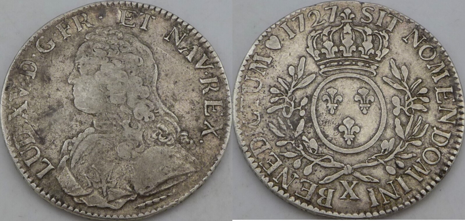 Frankreich Ecu 1727 X Ludwig XV. (1715-1774) SS, mit Patina | MA-Shops