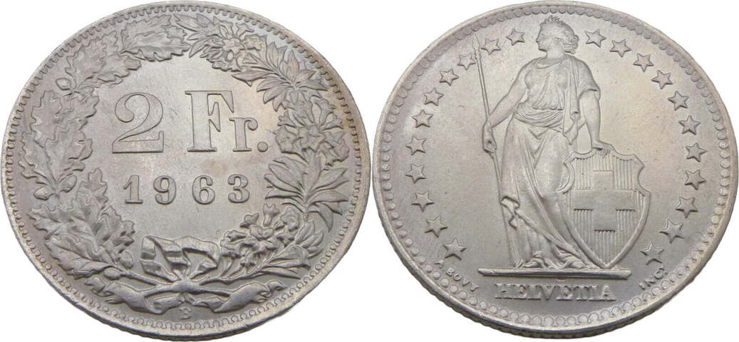Schweiz 2 Franken 1963 Stgl | MA-Shops