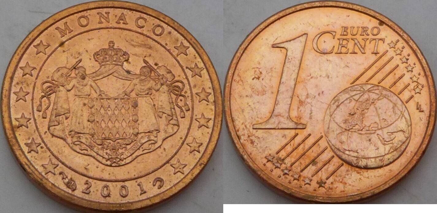 Monaco 1 Cent 2001 Rainier III - Ein Cent Prägefrisch / Stempelglanz ...