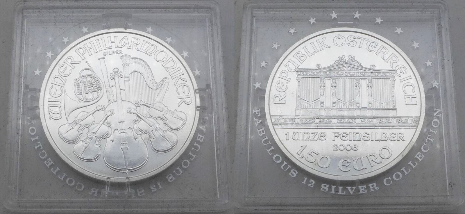 Österreich 1,50 Euro 2008 Wiener Philharmoniker - 1 Unze Feinsilber ...