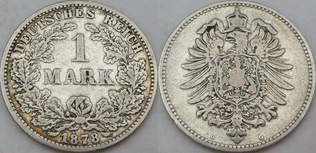 Deutsches Kaiserreich 1 Mark 1878 G Eine Mark - J.9 f.ss,Patina | MA-Shops