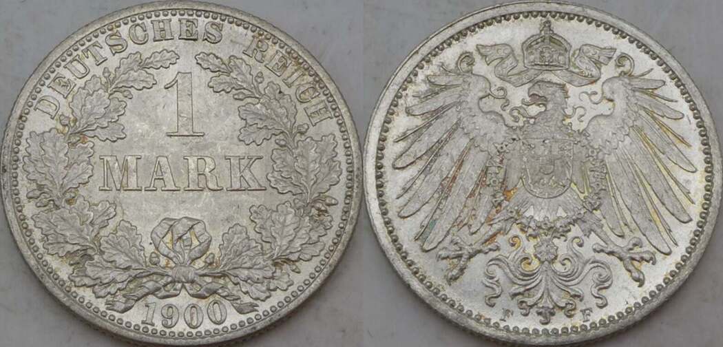 Deutsches Kaiserreich 1 Mark 1900 F Eine Mark - J.17 Vzgl/stgl ...