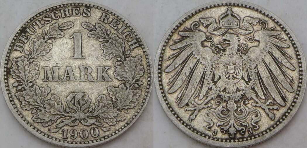 Deutsches Kaiserreich 1 Mark 1900 J Eine Mark - J.17 gutes SS,Patina ...