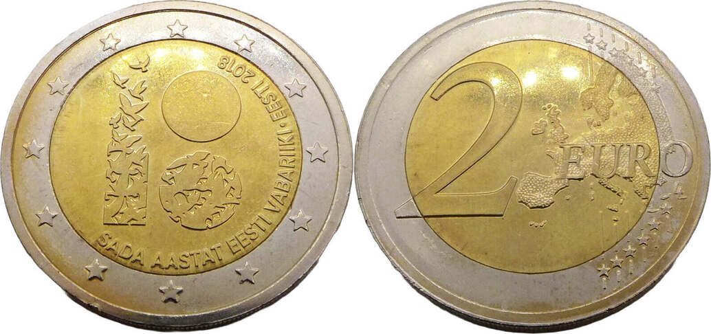 2 Euro 2018 100 Jahre Republik Estland (1918-2018) Stempelglanz | MA-Shops