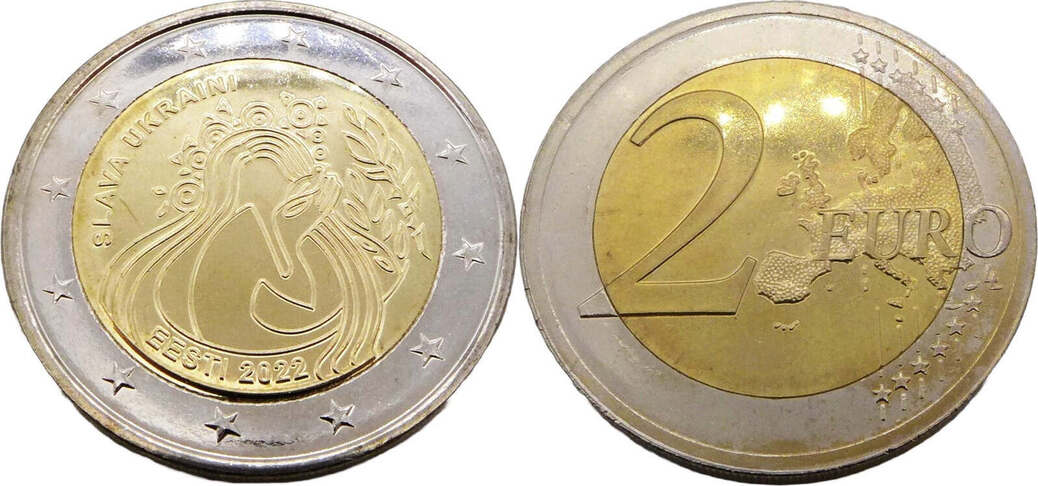 Estland 2 Euro 2022 Ehre Der Ukraine Stempelglanz Ma Shops