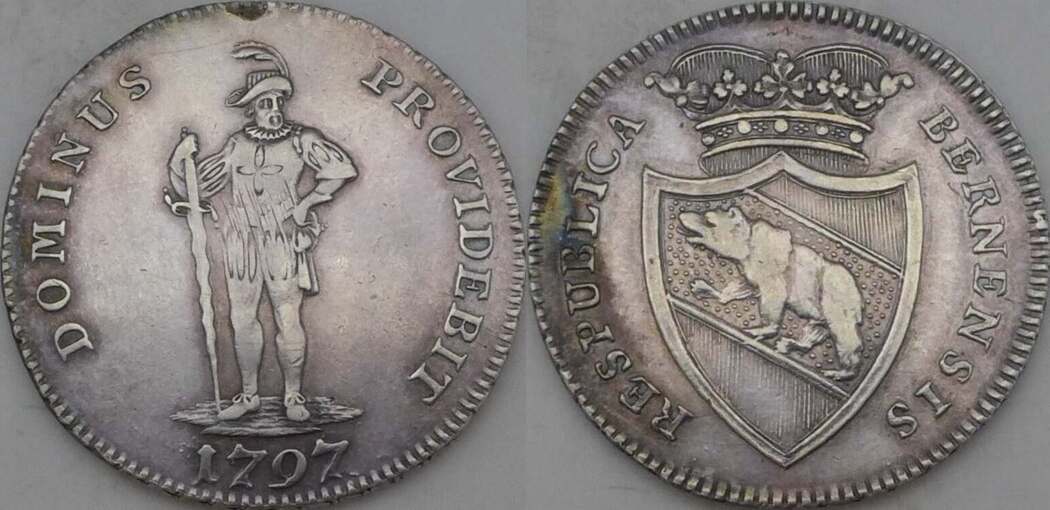 Stadt und Republik Bern / Schweiz 1/2 Taler 1797 Dominus Providebit ...