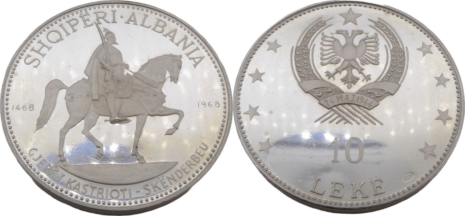 Albanien 10 Leke 1968 500. Todestag von Skanderbeg Polierte Platte (PP ...